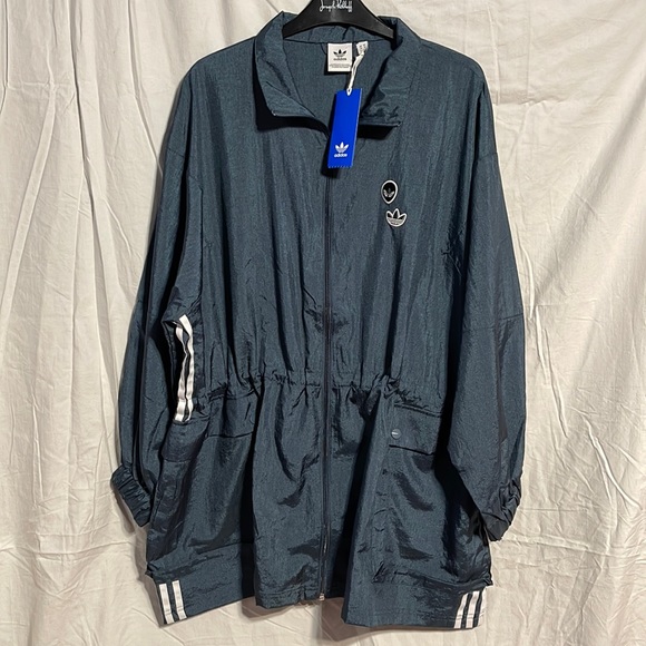 adidas | Jackets & Coats | Adidas Long Windbreaker Jacket Blue Gray ...